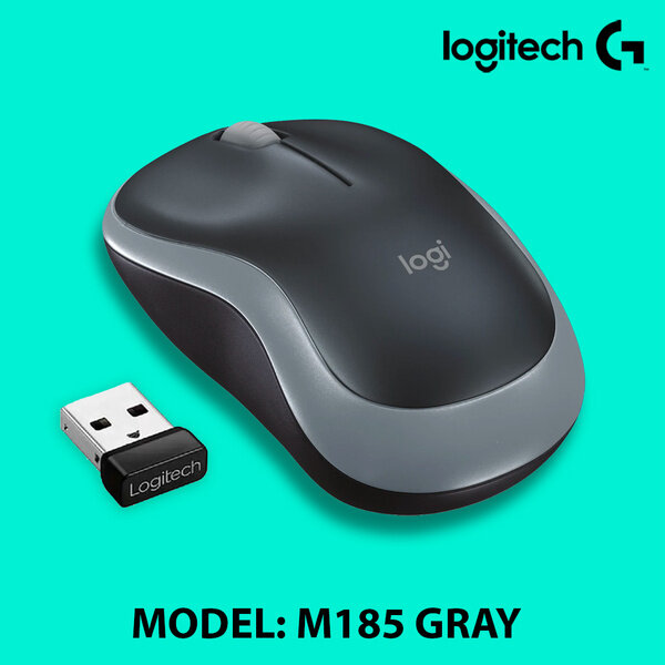 Мышь беспроводная оптическая универсальная Logitech M185 (910-002238), цвет: серый/черный