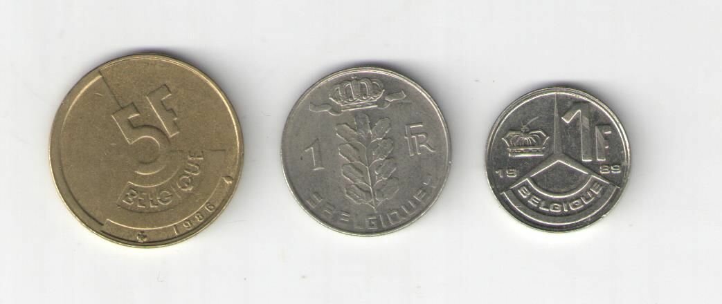 Набор монет Бельгии 5 франков+1 франк 2 вида (3 монеты)