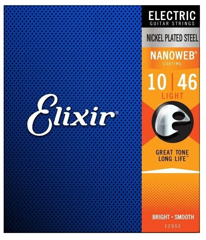 Струны Elixir Nanoweb 10-46 12052 для электрогитары, круглые, никелированные, защита Nanoweb