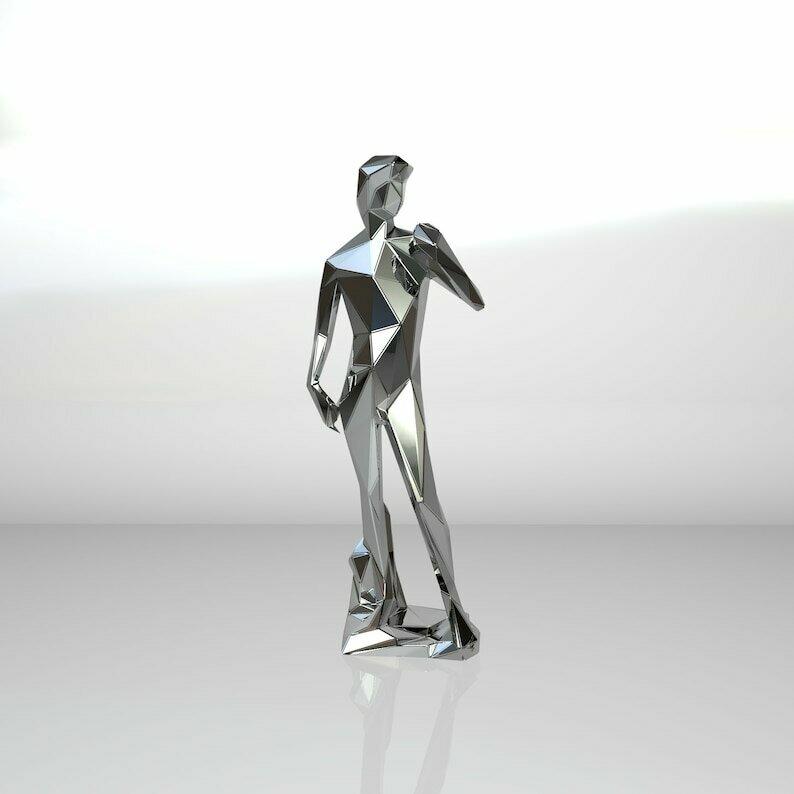 Полигональная фигура Статуя Давида, геометрический полигональный металлический декор интерьера