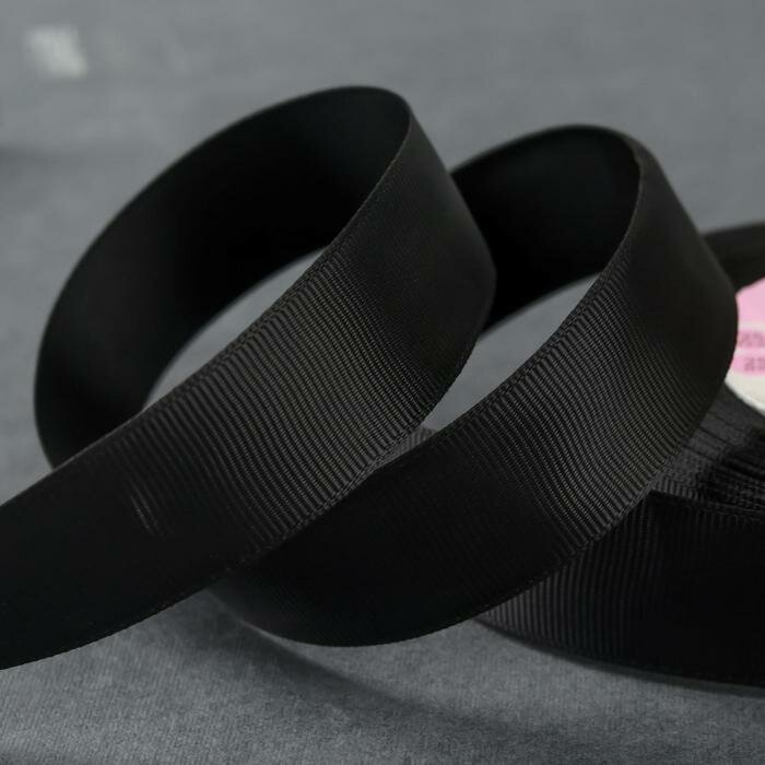 Лента репсовая, 25 мм, 23 1 м, цвет чёрный 39