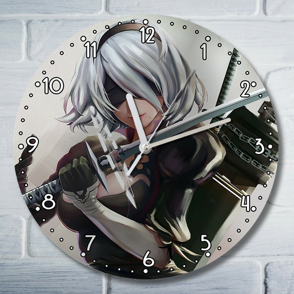 Настенные часы УФ "игры nier automata (2B, туби, девушка) - 10425"