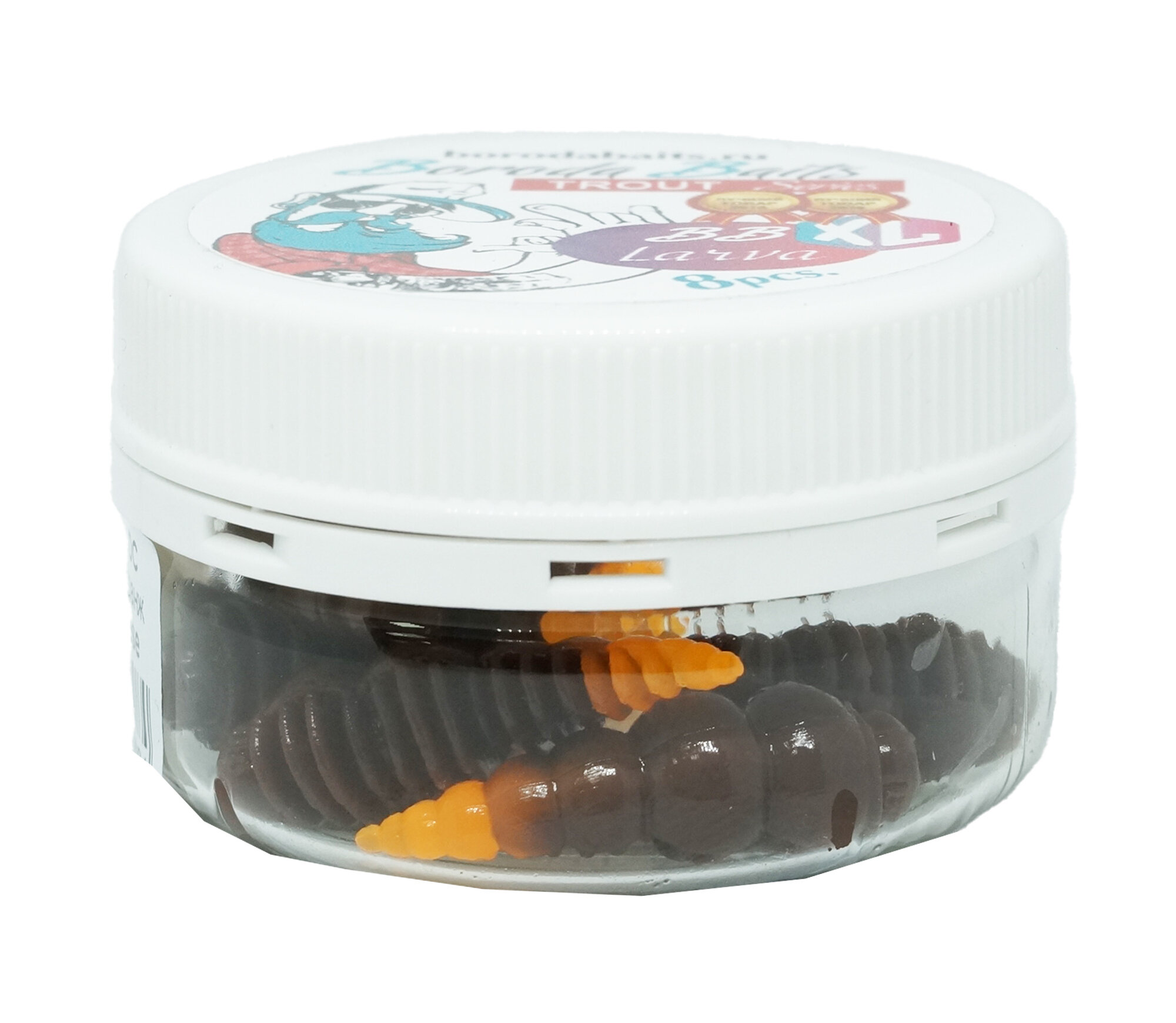 Boroda Baits Larva XL коричневый/оранжевый приманка для рыбалки 8 шт для ловли хищной рыбы