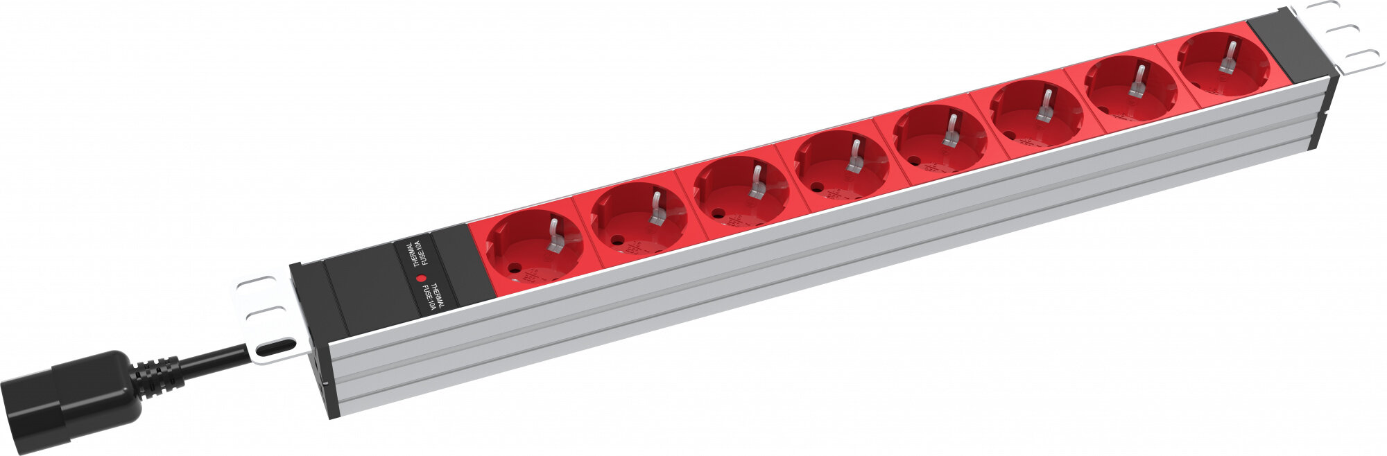 Блок распределения питания RakTek (RTSA1608S14) гор. размещ. 8xSchuko базовые 16A C14 2м