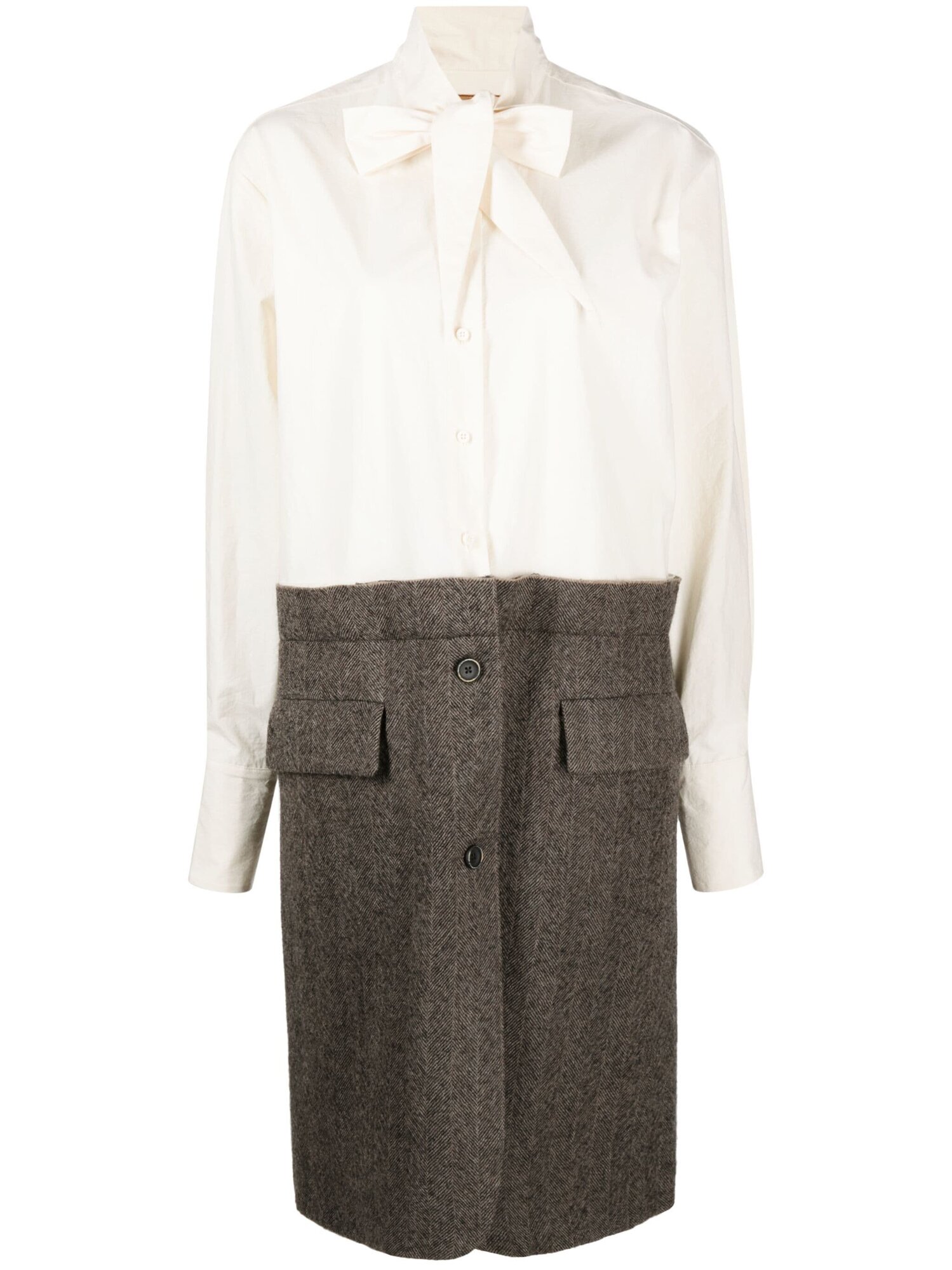 Платье Long-sleeve shirt midi dress