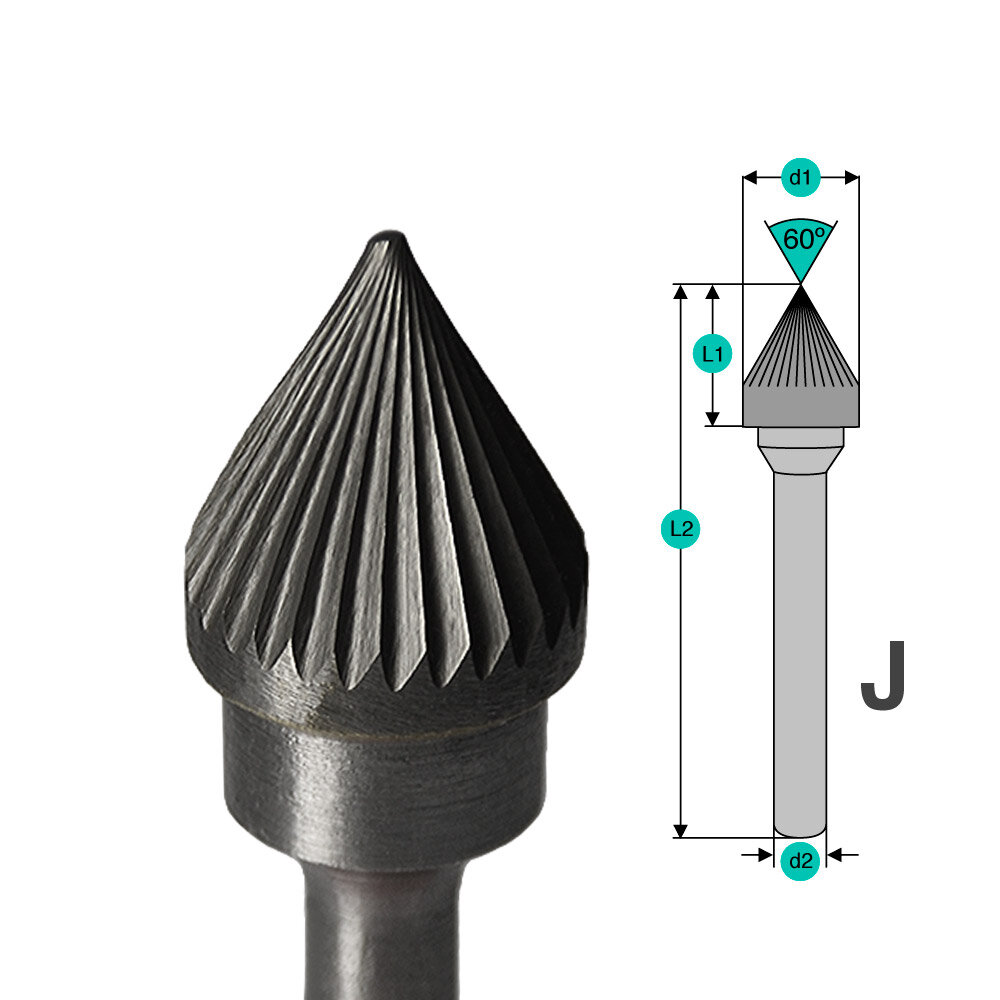Бор-фреза твердосплавная по металлу (Коническая 60°) J1613M06 TORGWIN T212396