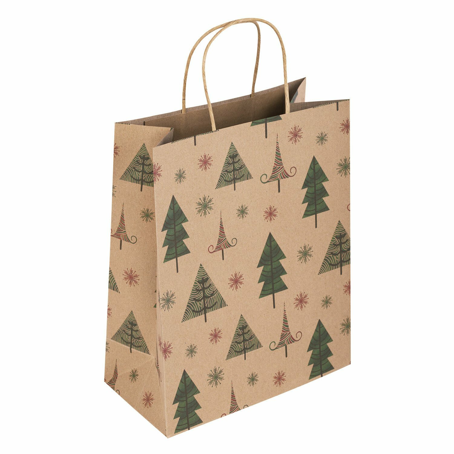 Пакет подарочный комплект 10 штук, новогодний, 26x13x32 см, "Kraft Xmas Tree", золотая сказка, 591959