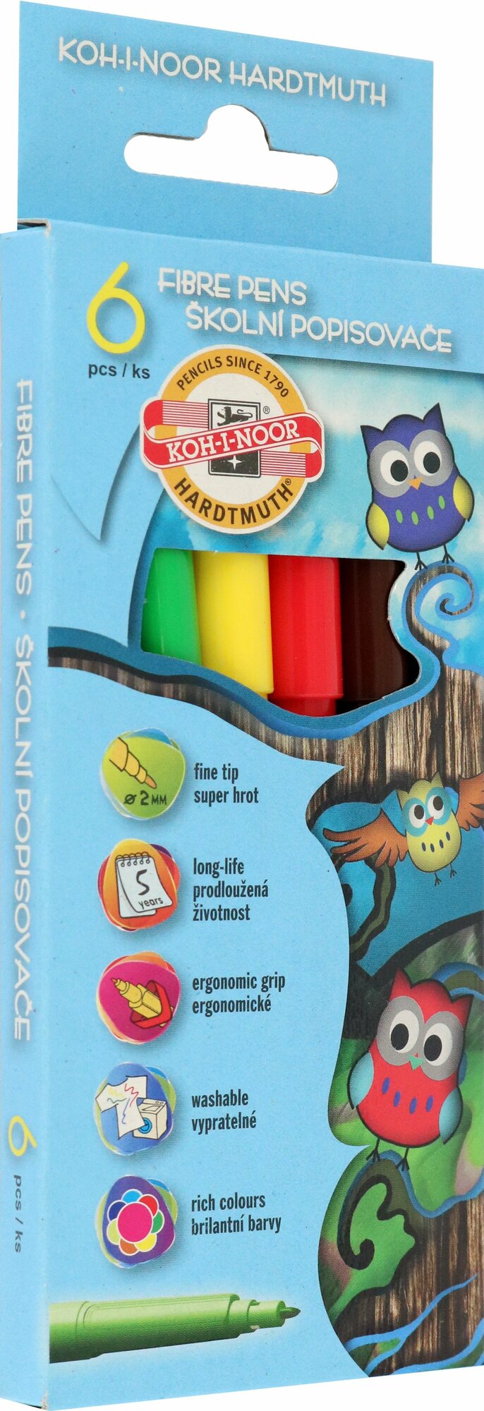 Фломастеры Owls 1012, 6 цветов