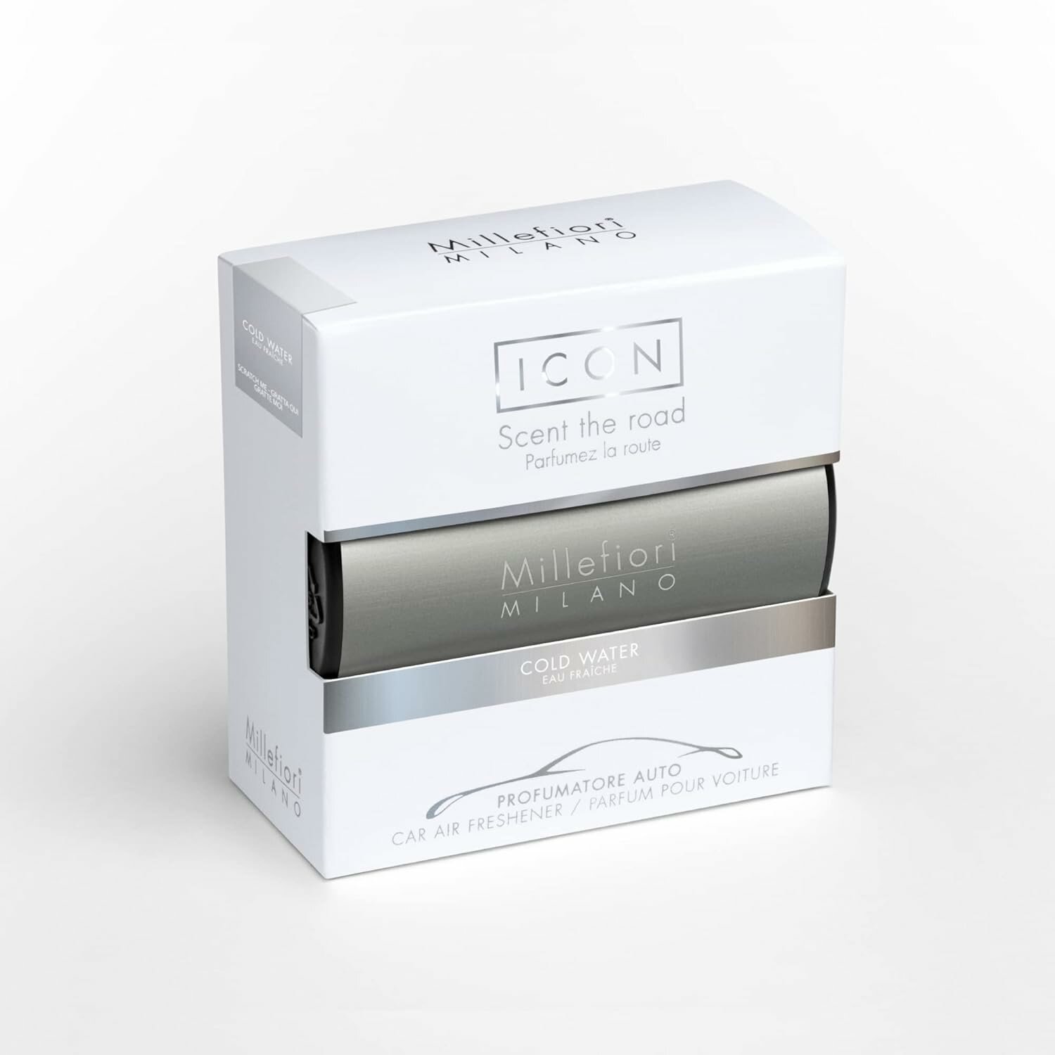 Millefiori Milano ICON / Ароматизатор в авто "Классик" Холодная вода "Темно-серый" CAR AIR FRESHENER ICON "CLASSIC" DARK GREY - COLD WATER