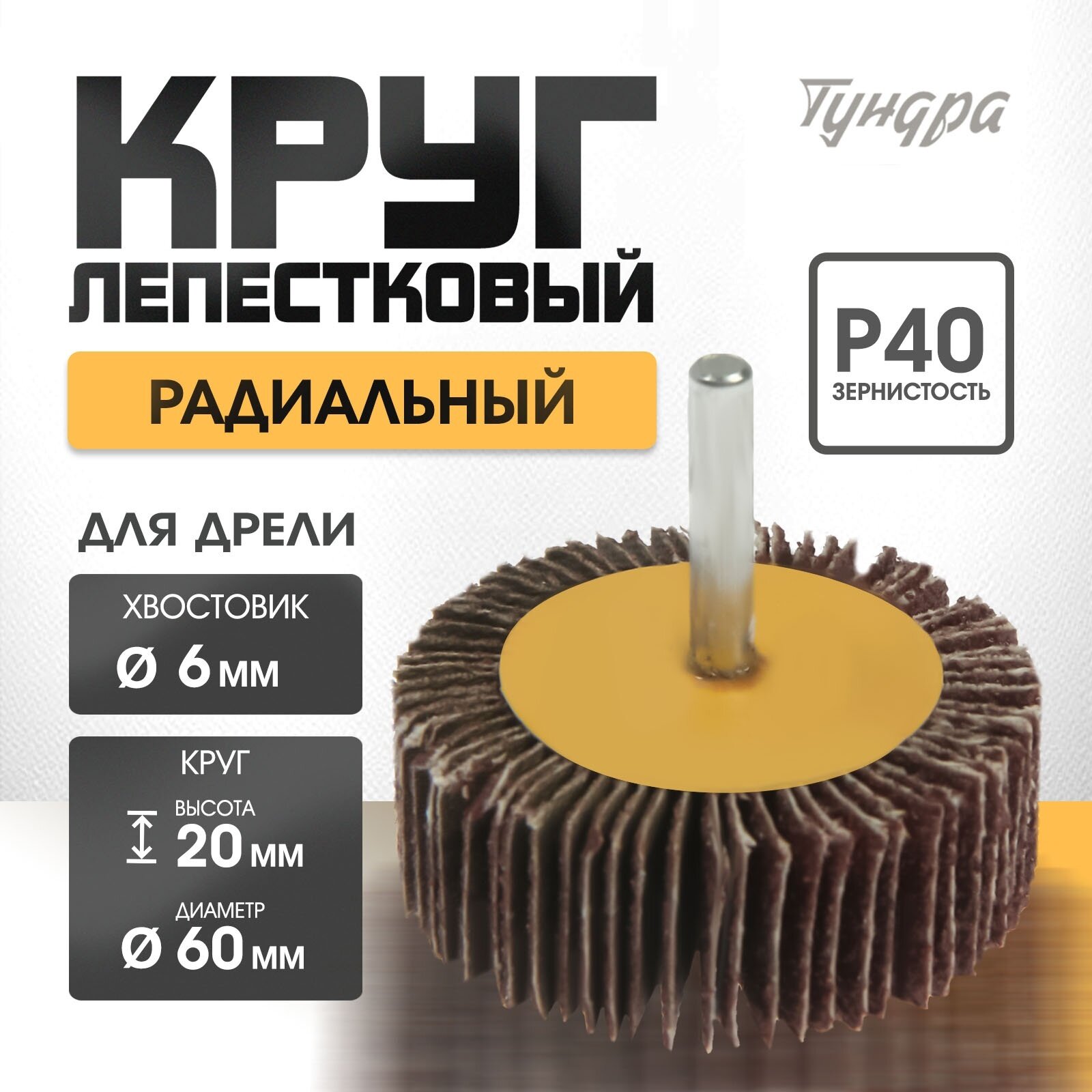 Круг лепестковый радиальный тундра, 60×20×6 мм, Р40