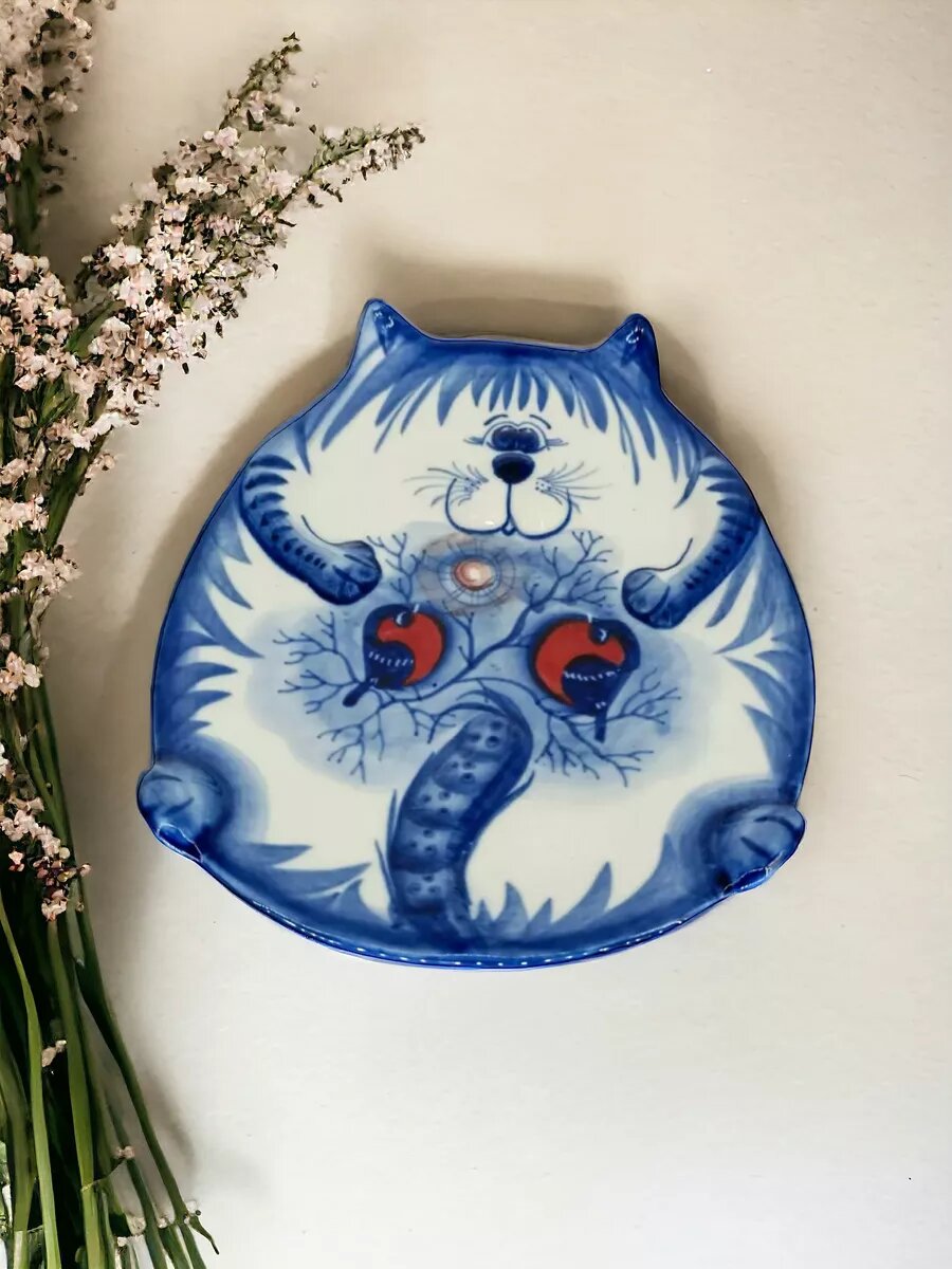 Тарелка панно декоративная "Кот"