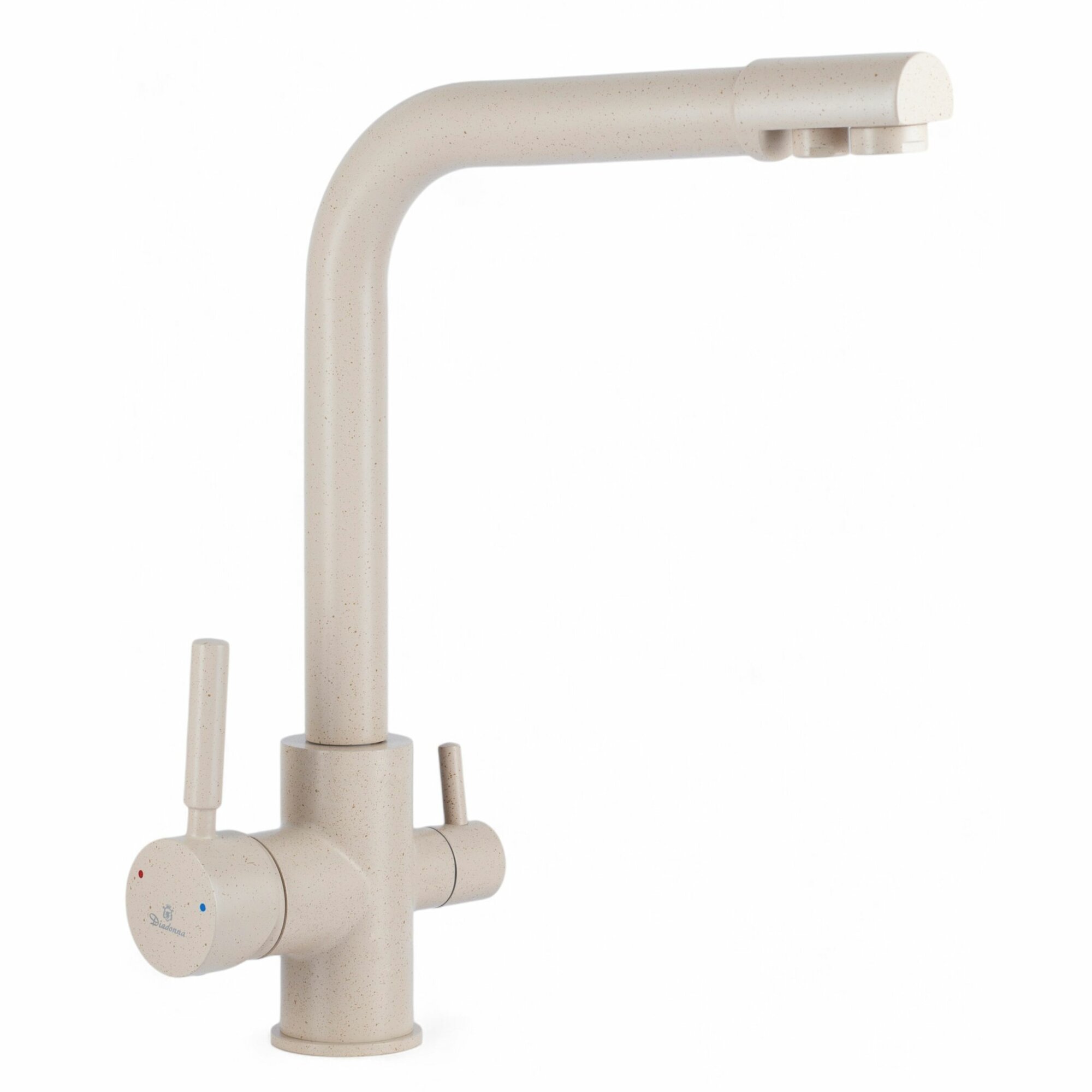 Смеситель для кухонной мойки с выходом для питьевой воды Г-образный длинный гусак, бежевый
