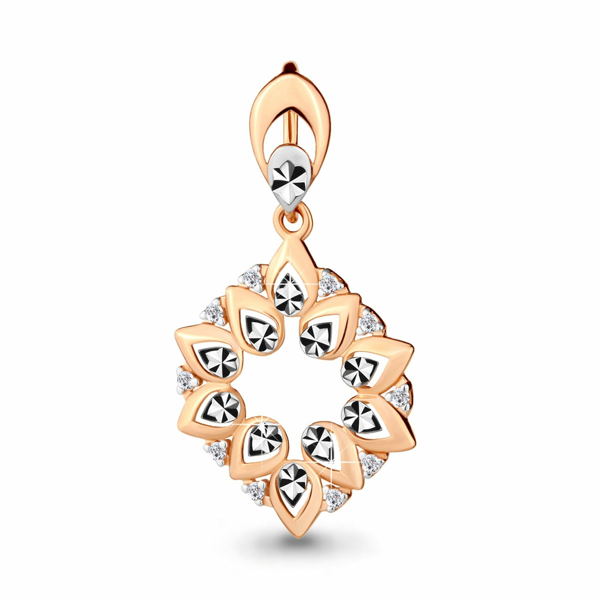 Подвеска, красное золото, 585 проба, фианит