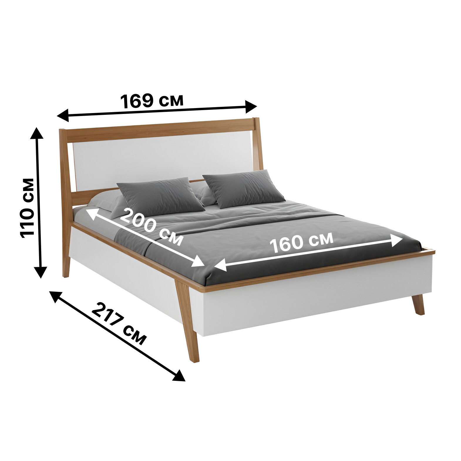 Кровать двуспальная Винтаж 160х200 Белый Лак/Браун без изножья