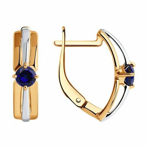 Серьги, серебро, 925 проба, золочение, сапфир синтетический