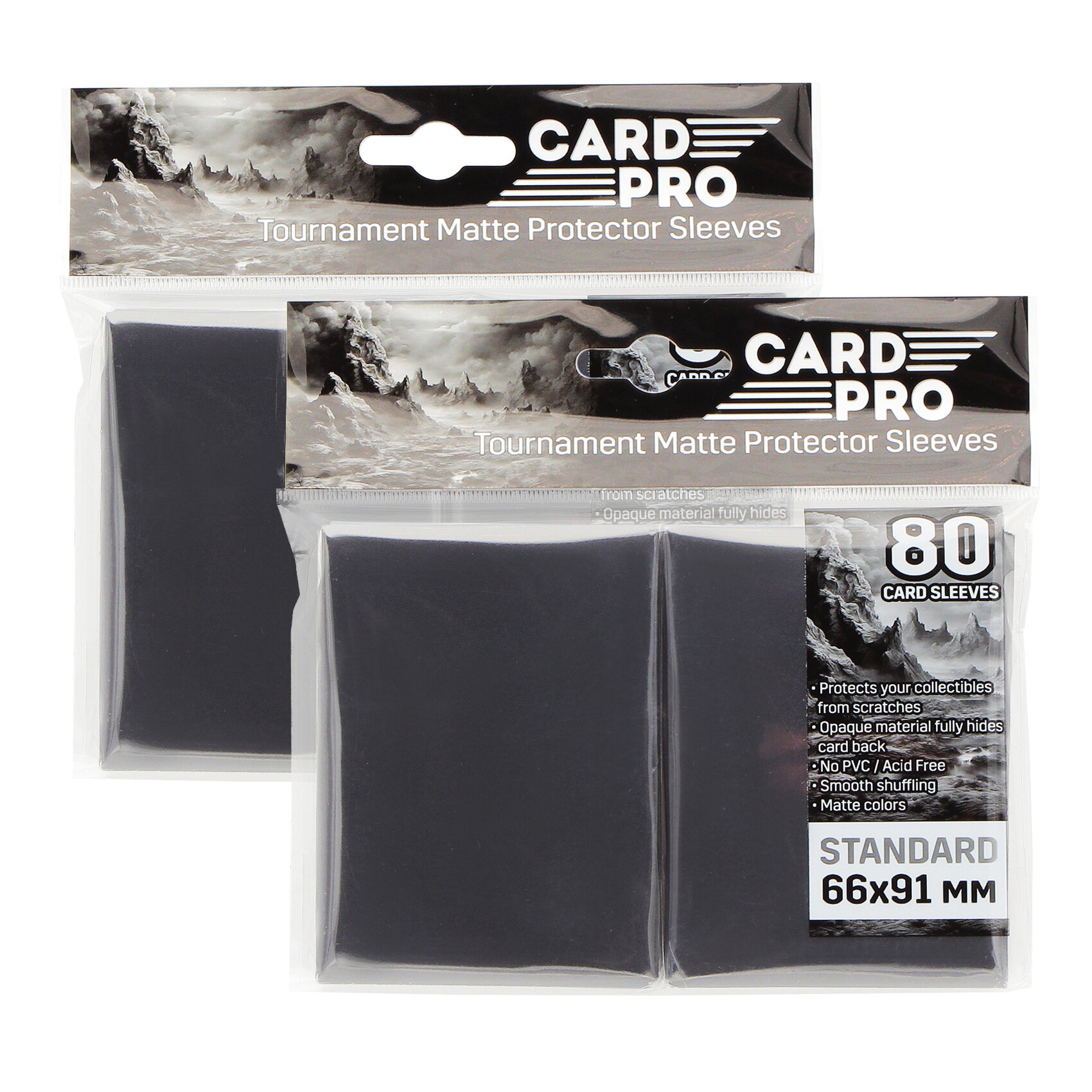 Черные протекторы Card Pro Matte 160 шт. 66x91 мм - для карт MTG, Pokemon