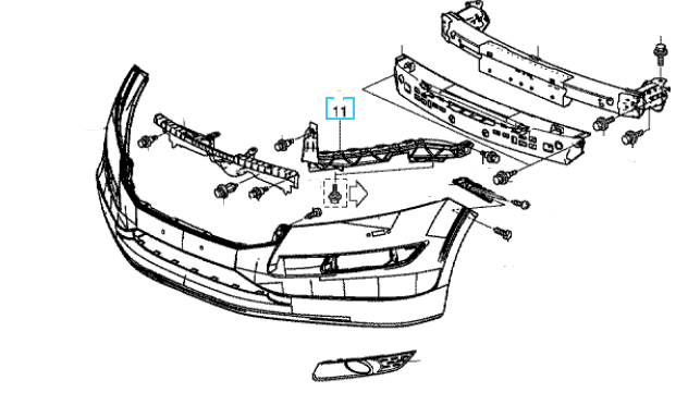 Балка, лев. часть передн. бампера; верхн. (Оригинал)