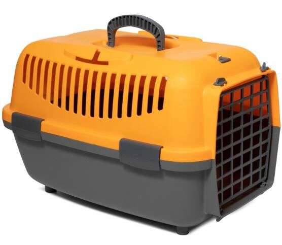 Triol Переноска для животных TRAVEL с пластиковой дверцей M, оранжевая, 55*36*35см 1.8 кг