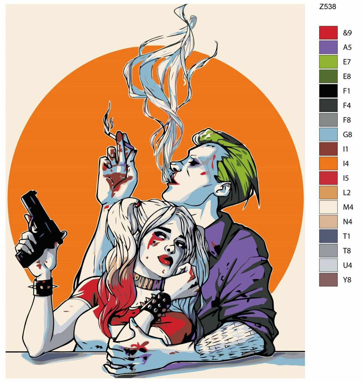 Картина по номерам Z-538 "Харли Квинн и Джокер. Комиксы" 40x50