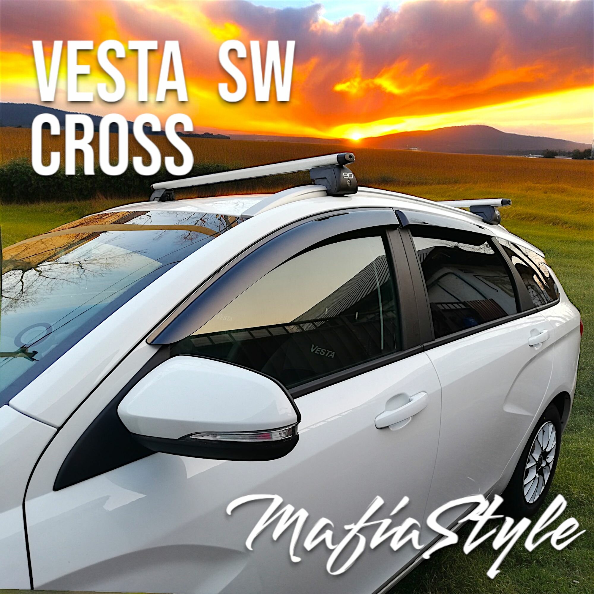 Дефлекторы боковых окон для Lada VESTA SW CROSS/ Лада Веста СВ Кросс/ Накладка на двери , ветровики на стекла двери автомобиля