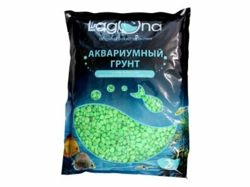 Laguna Грунт для аквариума натуральный (20609D), фракция 5-8 мм, зеленый, 2кг 2 кг