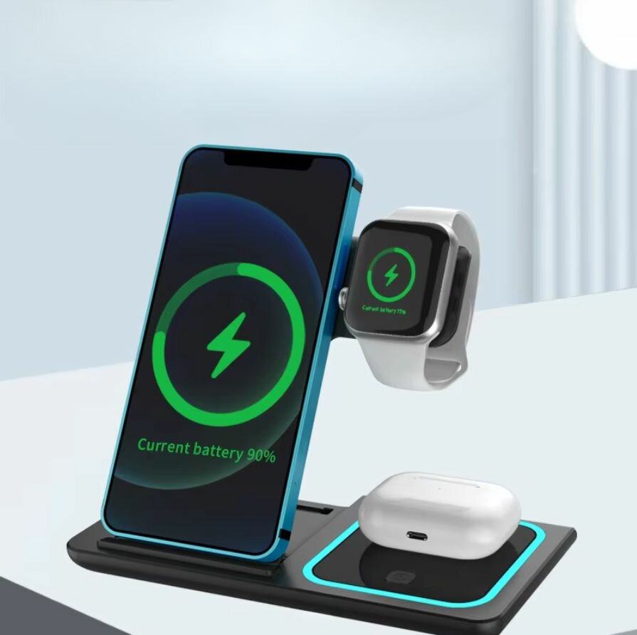 Беспроводное зарядное устройство Wireless Charger 3в1 15 Вт