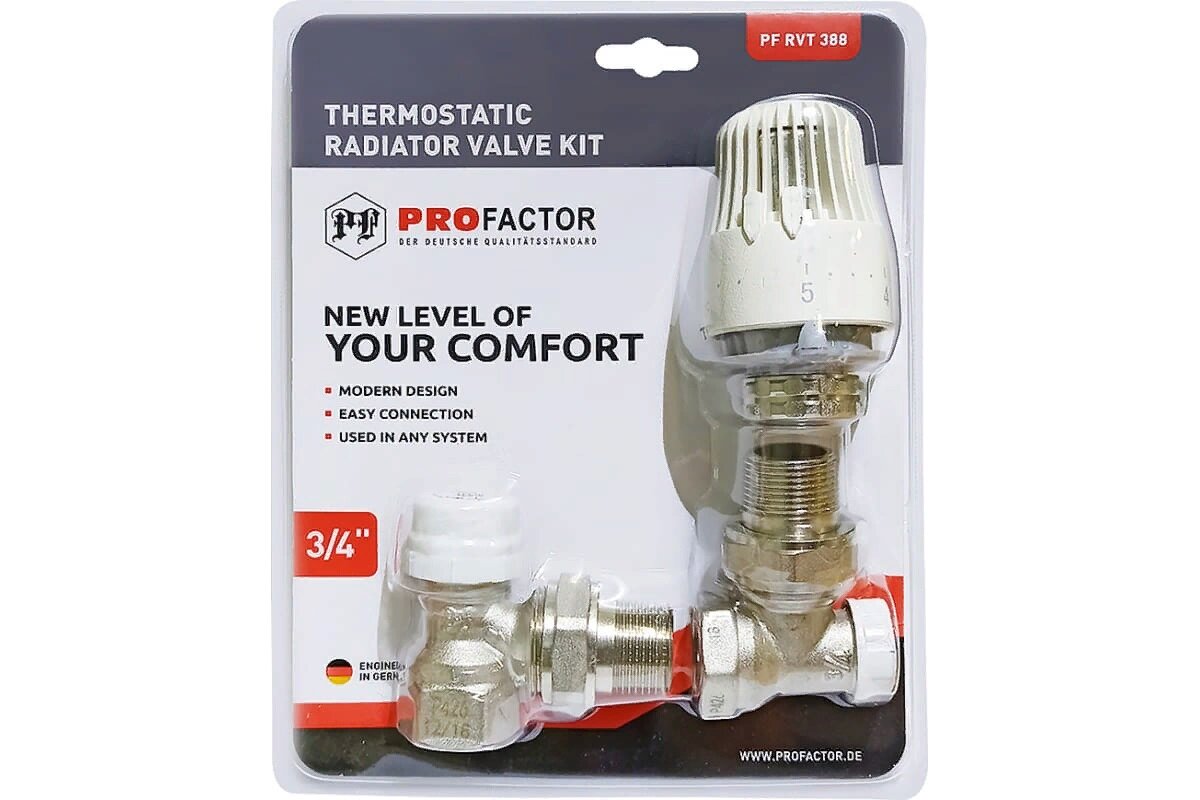 Сантех комплект термостатический радиатора Угловой 3/4, PROFACTOR PF RVT 388