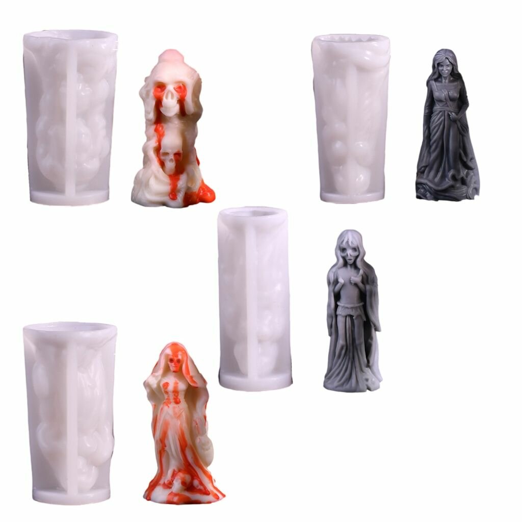4 шт, фигурка невесты на Хэллоуин, силиконовые формы для свечей эпоксидной смолы, свечей, украшений, тематических