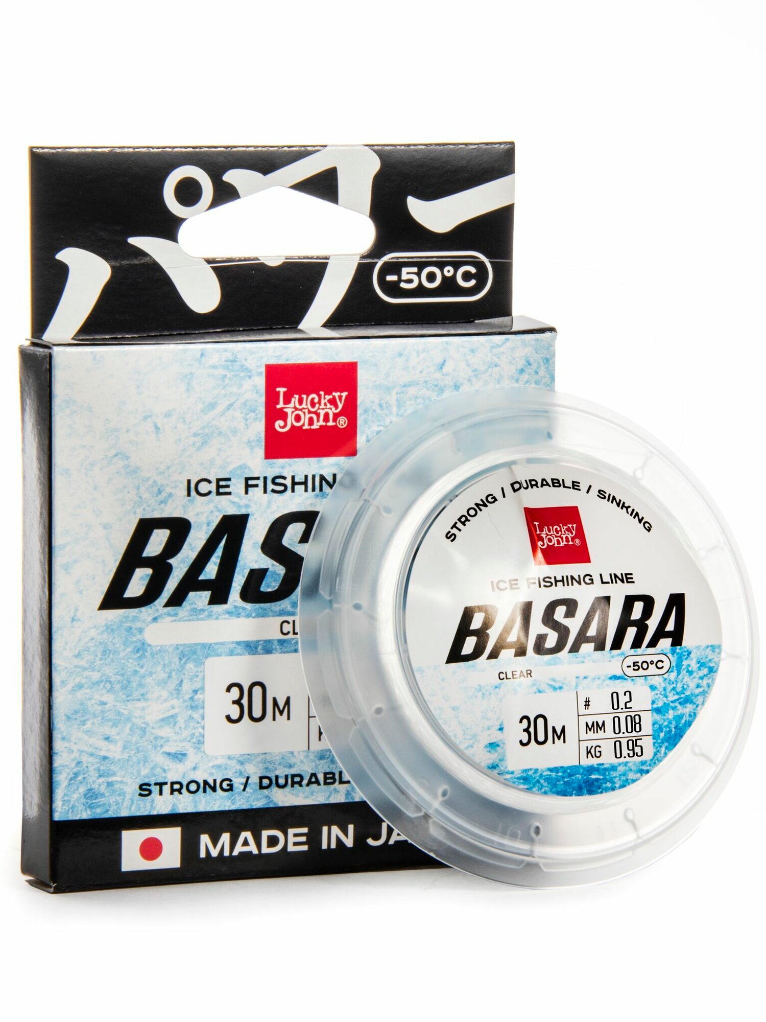 Леска монофильная зимняя Lucky John BASARA Clear 30 м, 0.08 мм