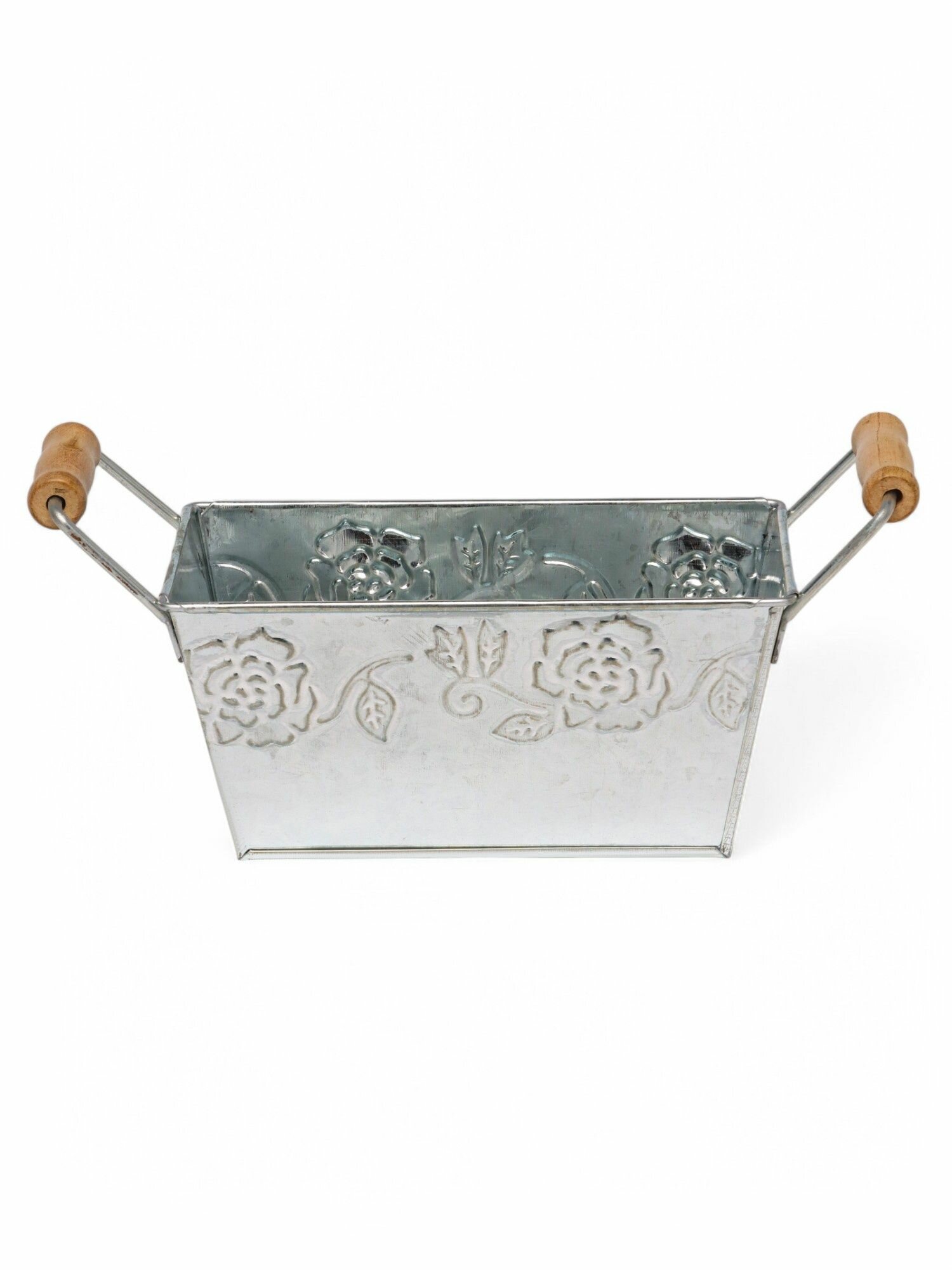 Кашпо с деревянными ручками Бонсай Альва , 600 мл, металл, 3 шт