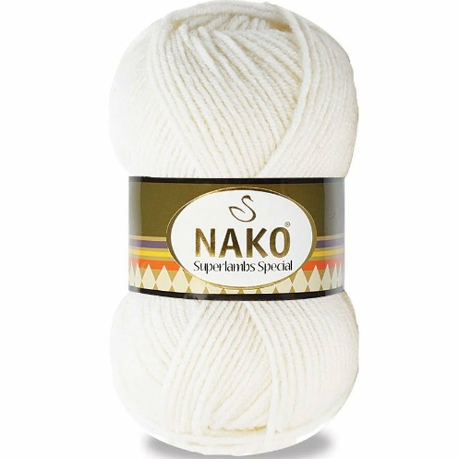 Пряжа Nako SUPERLAMBS SPECIAL 208 белый (5 мотков)