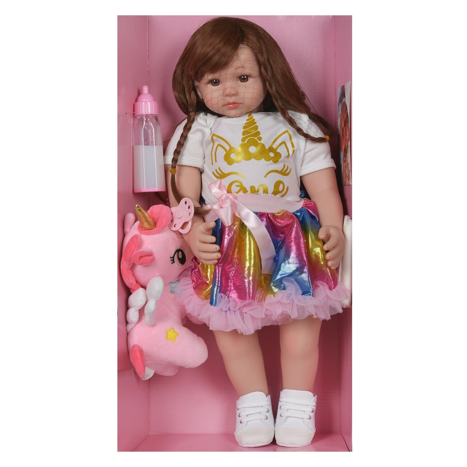 Кукла Baby toys в белой кофте и яркой юбке 60 см WJ-36069