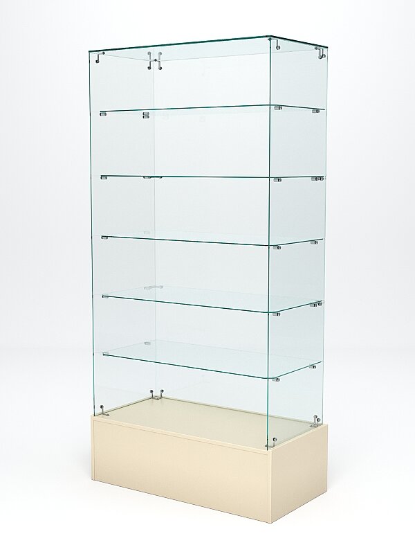 Витрина стеклянная "истра подиум" №609 (без дверок, задняя стенка - стекло), Крем Вайс