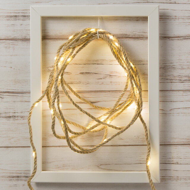 Декоративная светодиодная гирлянда Лаллиброх на батарейках 5 м, 50 теплых белых LED ламп, канат, IP20, Koopman, AXS501040