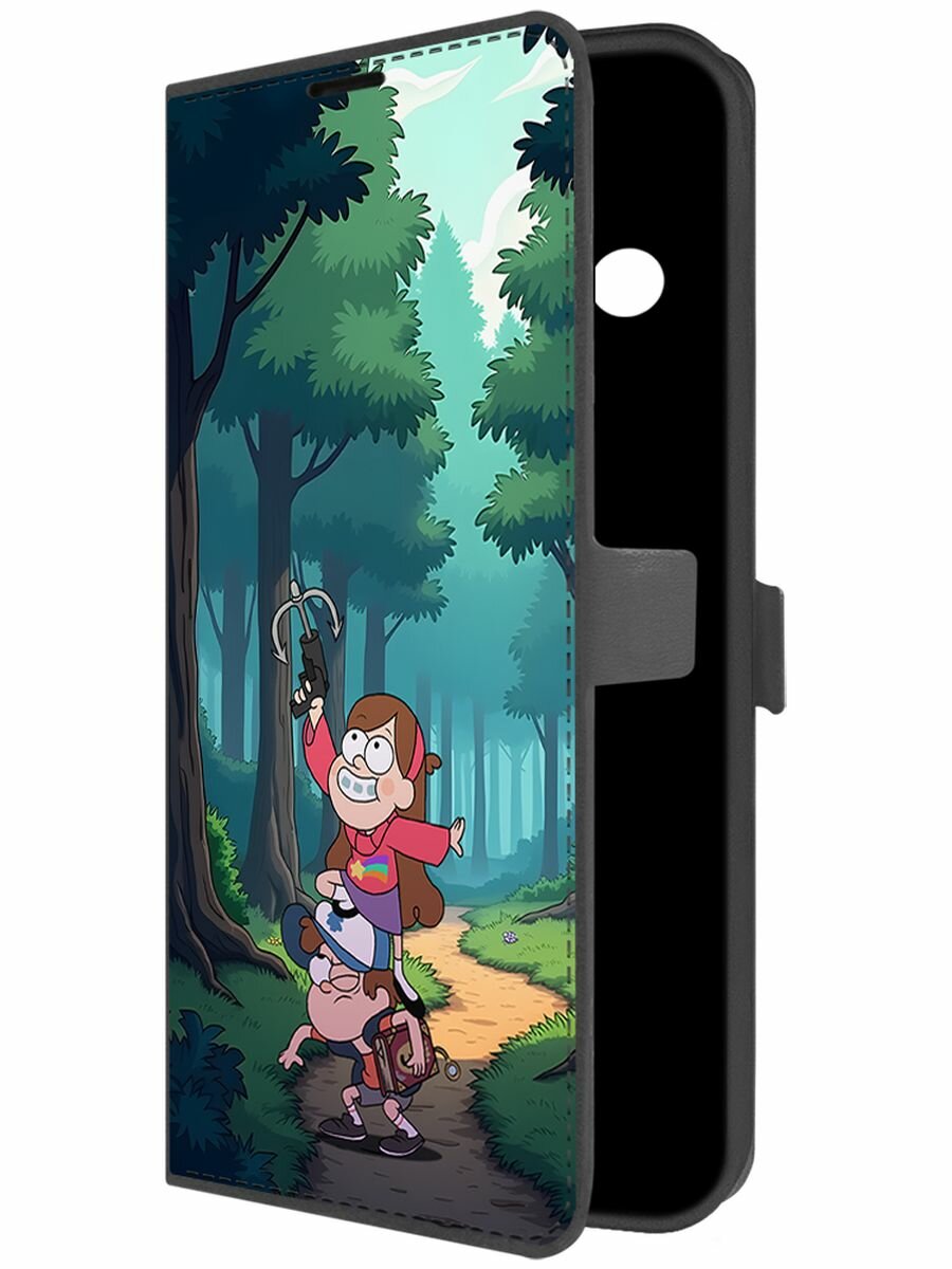 Чехол-книжка Krutoff Eco Book для Realme 11 Pro+ Гравити Фолз: Диппер и Мейбл (черный)