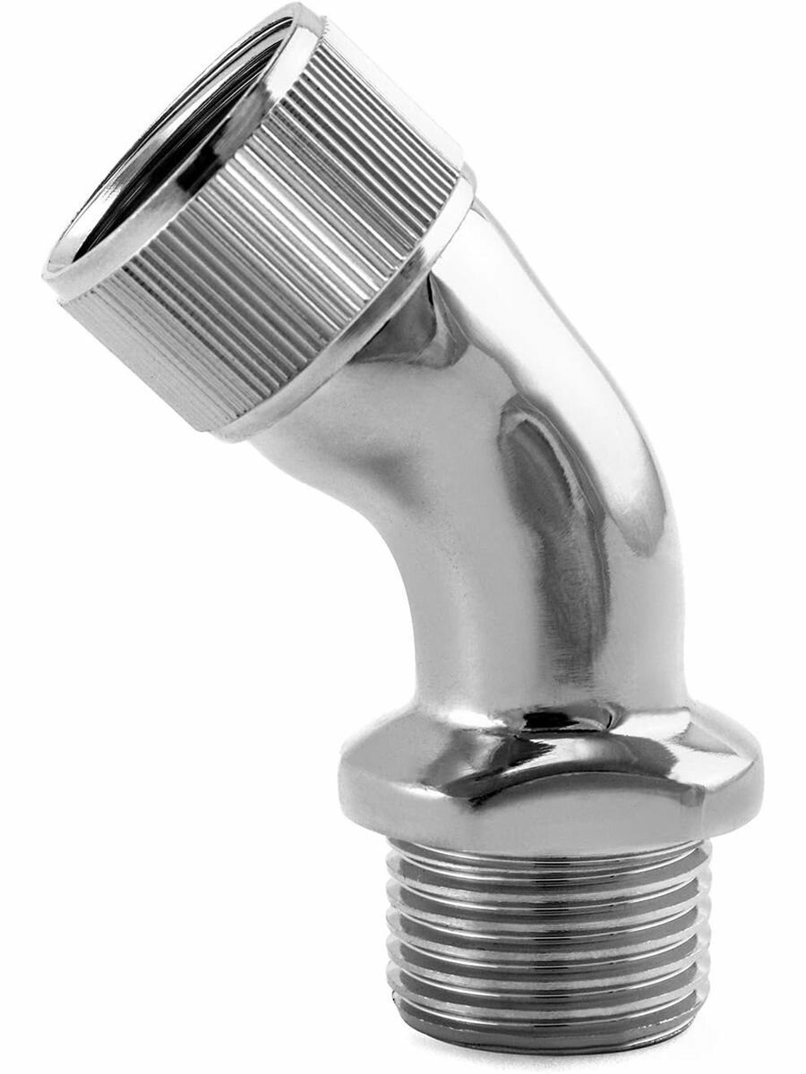 Колено-адаптер для душевой лейки, хромированная медь, удлинитель 1,27 см
