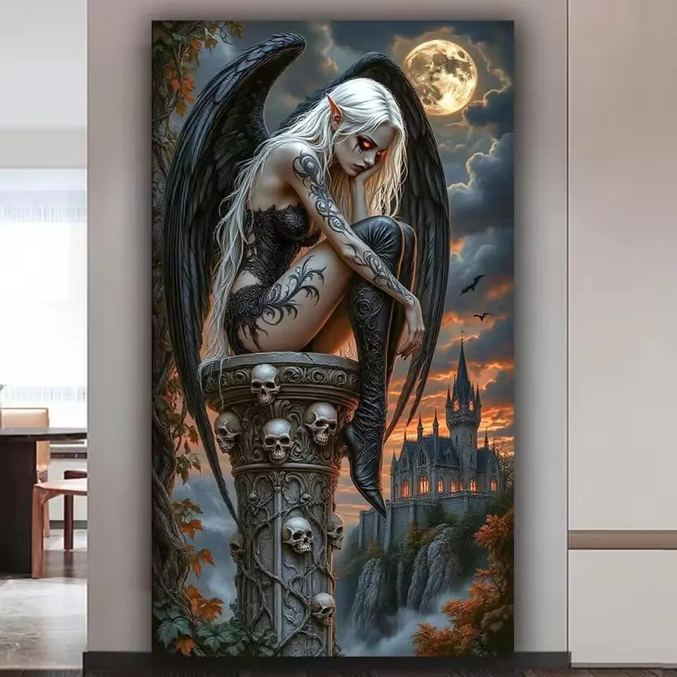 Алмазная картина Linxiaofei Черный Демон Ангел round 80x40cm