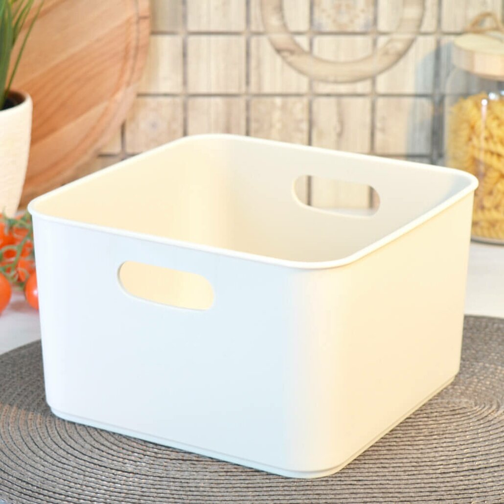 Корзина Agraba 3,9 л, 199×199×121 мм, платина – компактное хранение, прочный пластик, удобные ручки