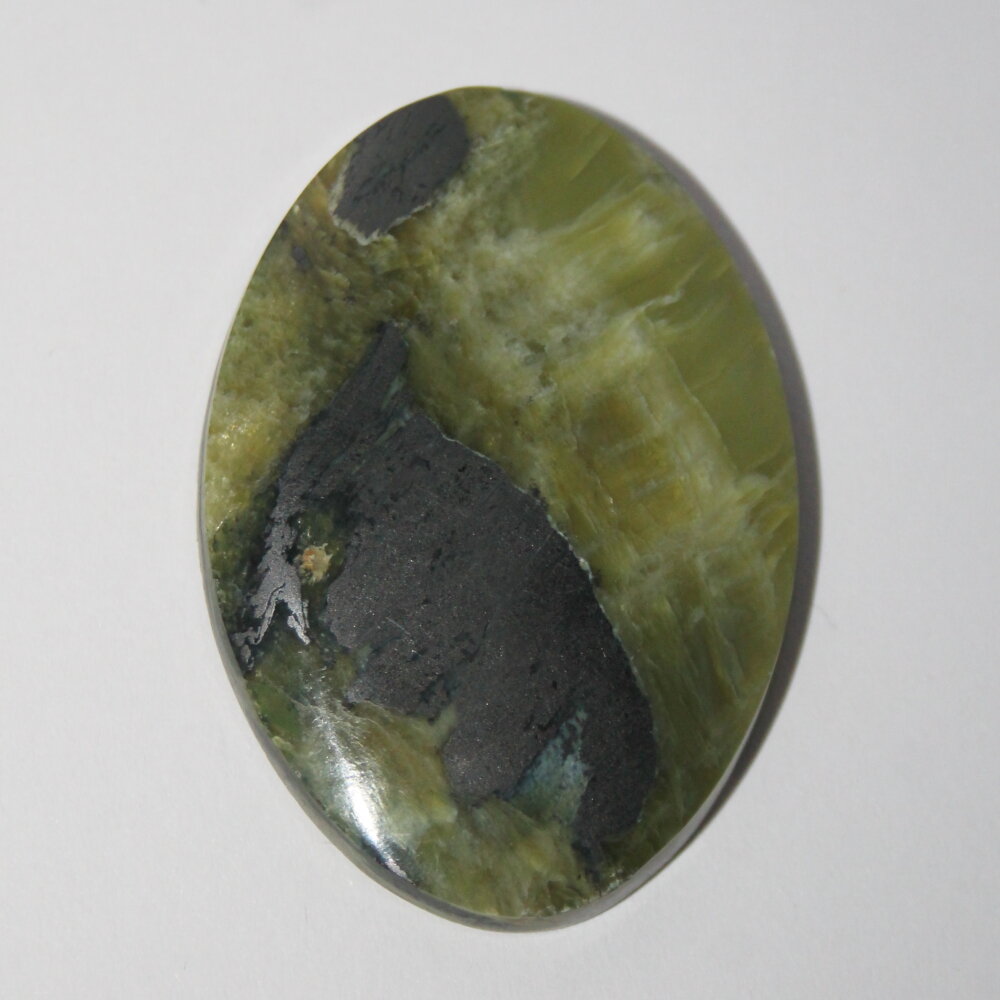 Офит кабошон, натуральный камень, 46х32х3 мм, Урал, "True Stones"