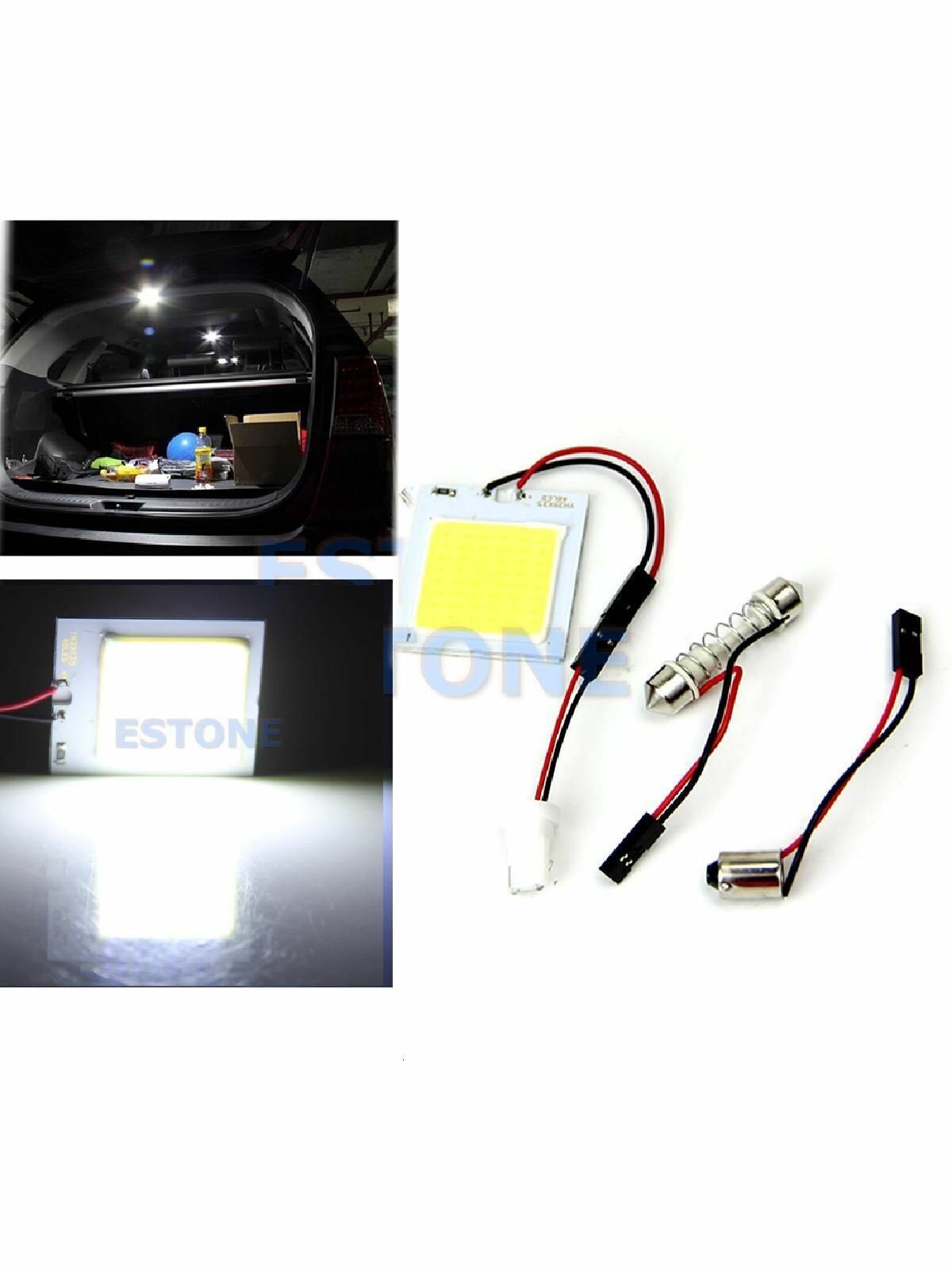 Лампаавтомобильная,39*35, Вт светодиодная панель освещения салона автомобиля COB 48LED белого цвета (39*35)