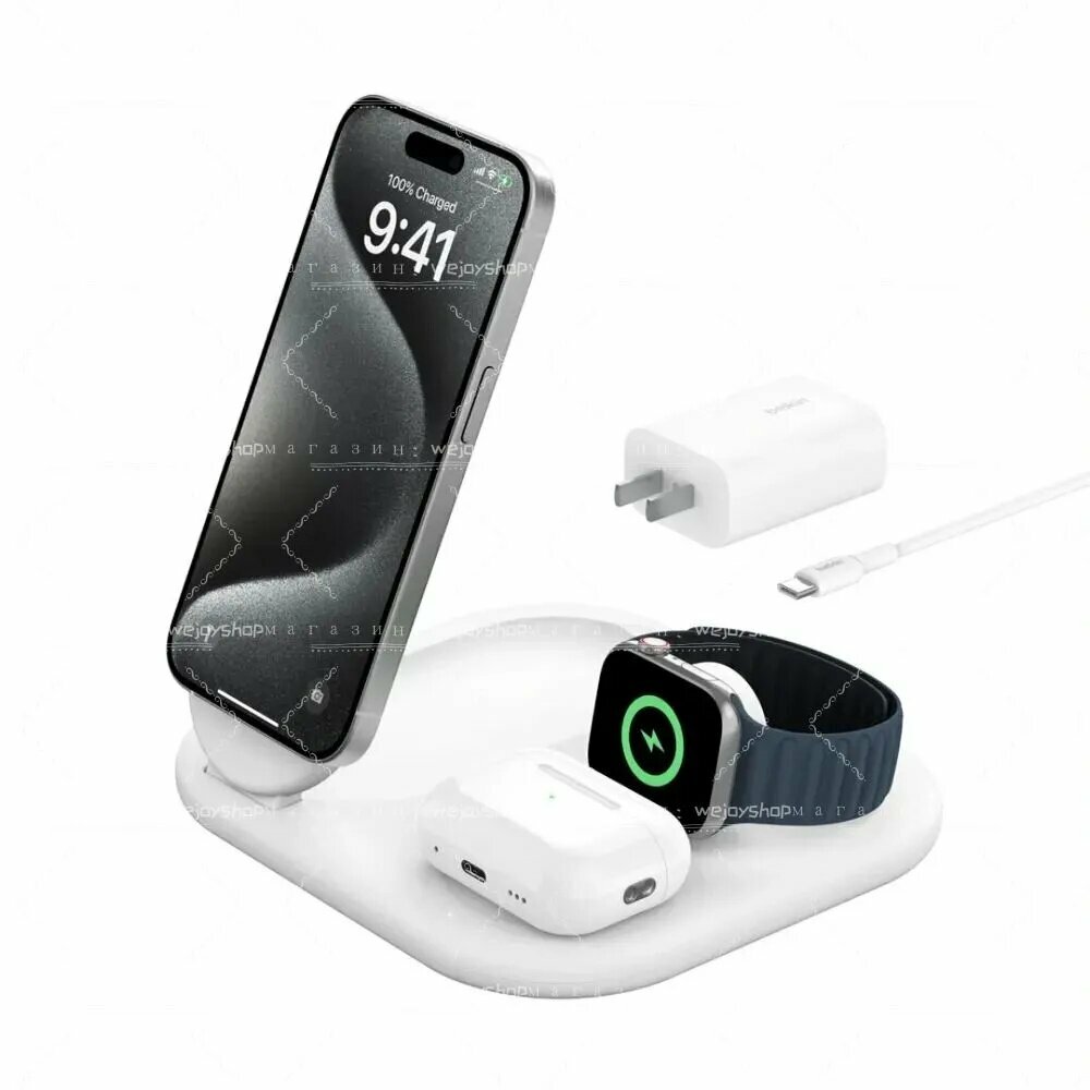 Магнитное беспроводное зарядное устройство Belkin Qi2 мощностью 15 Вт, подходящее для iPhone/iwatch/airpods