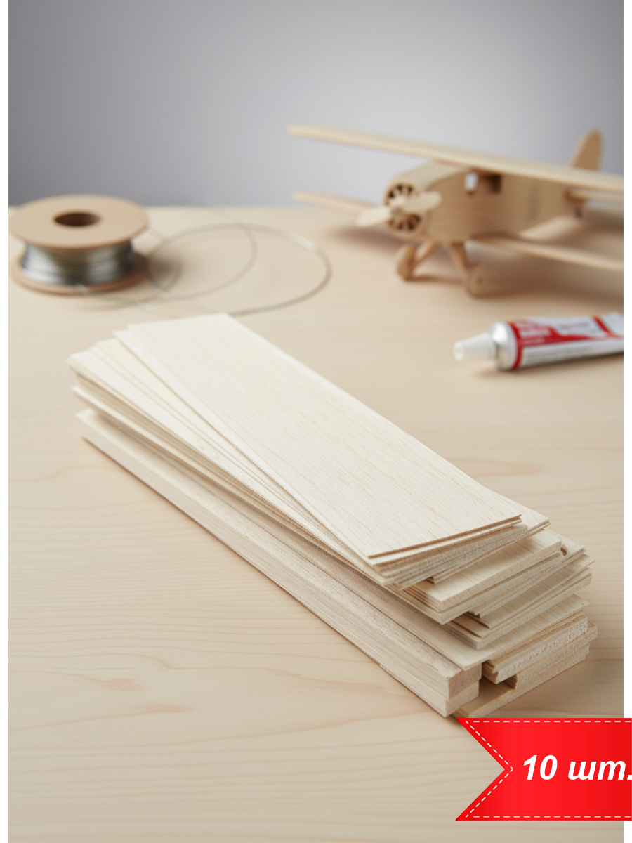 Бальза листовая 8 x 100 x 1000 мм цельный (10 шт.)