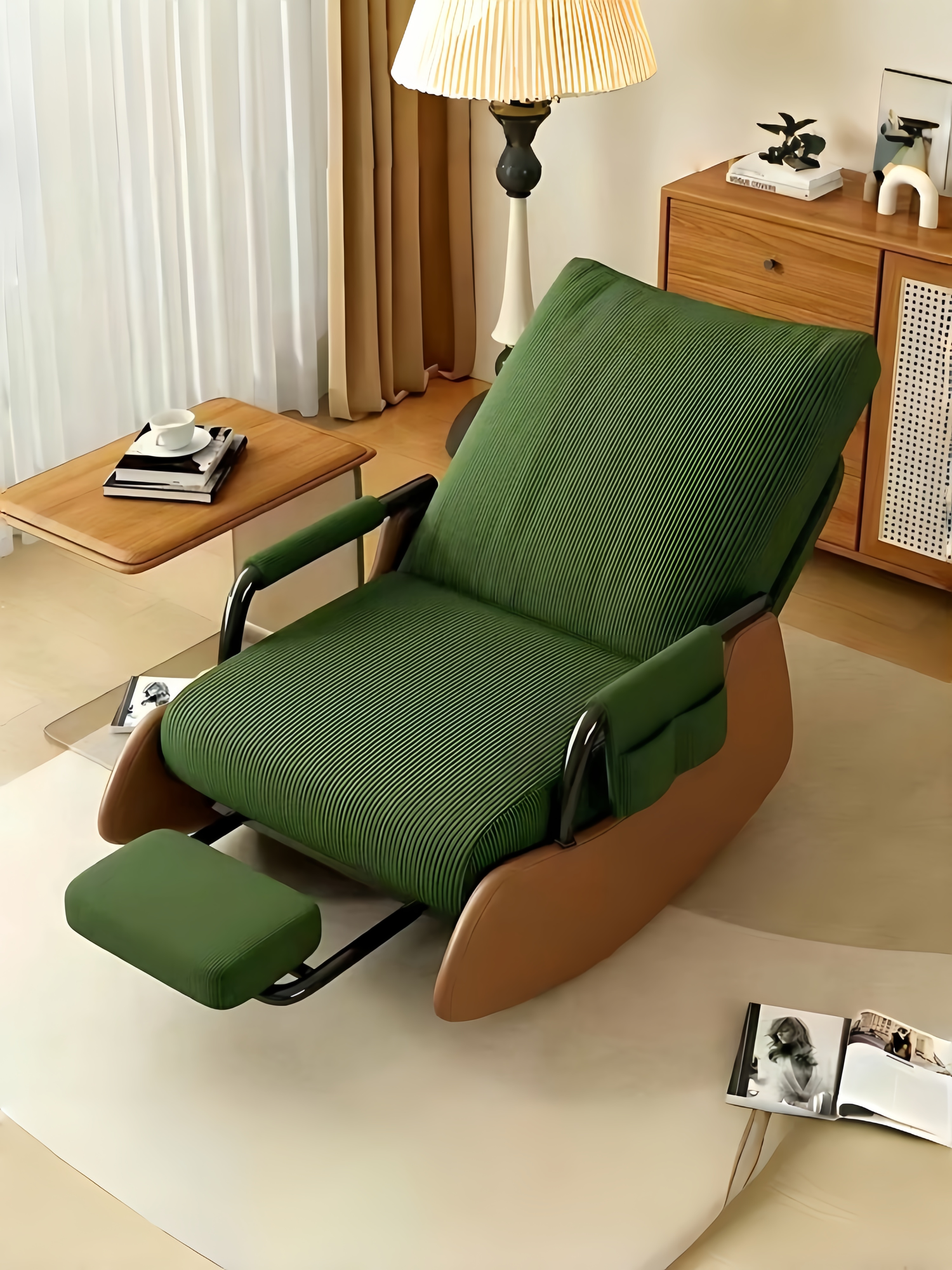 Кресло-качалка AMI "Марсель", металл, вельвет, с подлокотниками，