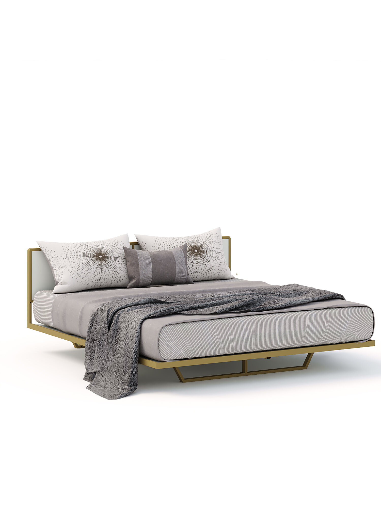 Парящая кровать, двуспальная, скруглённые края, черный/белый , 200x160 см