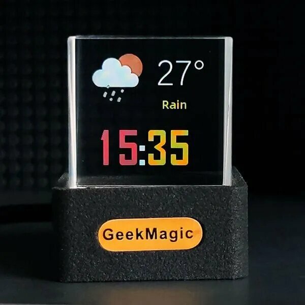 GeekMagic Mini WiFi Creative Настольная метеостанция, Поддерживает глобальную погоду, электронный фотоальбом, GIF-анимацию, обратный отсчет времени в виде кубических кристаллических часов