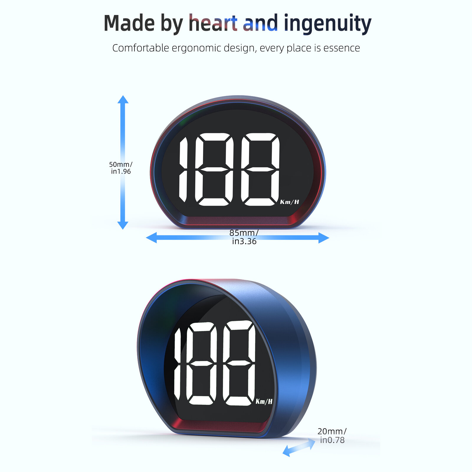 Heads-Up Display для автомобилей Digital GPS Car Speedometer Plug and Play Non-destructive Installation экран 3 дюйма, материал ABS, основной цвет черный, единицы измерения KM/H или MPH, цвет отображения слов белый и зеленый, размер продукта 8.5*5*2 см,