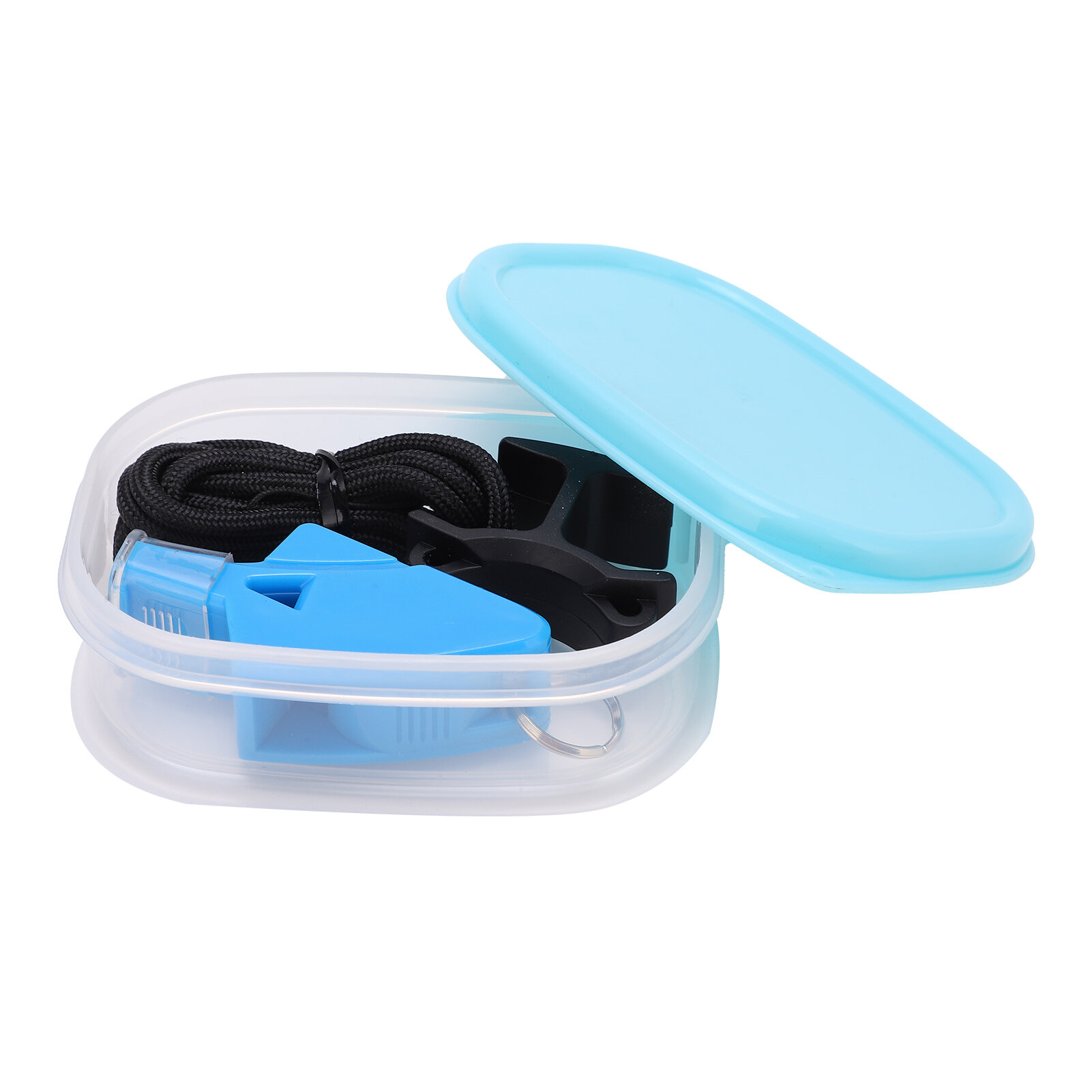 Whistle Plastic Crisp Sound Outdoor Basketball with Lanyard and Finger ClipLight Blue