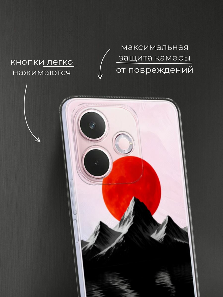 Чехол на Oppo A5 Pro / Оппо А5 Про с принтом Черная гора, прозрачный — фото 1