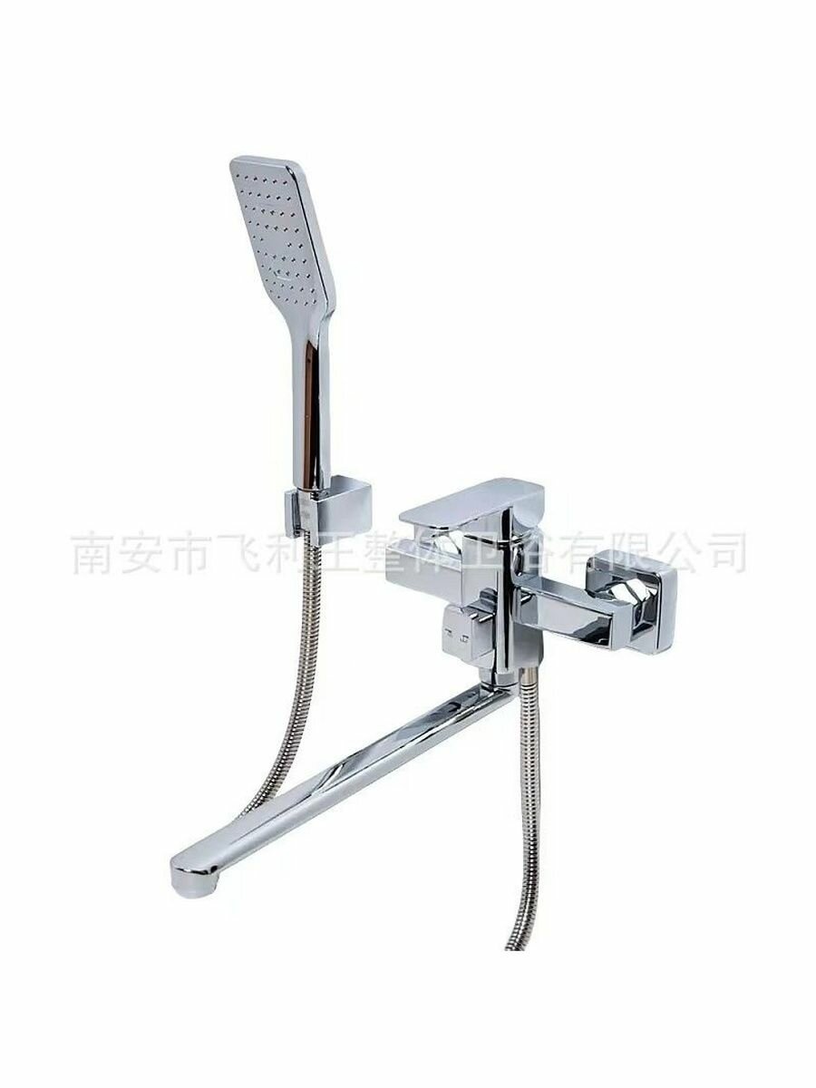 Смеситель для ванны с душем, длинным изливом, кран в ванную RICARDO R7083-1, цвет: хром