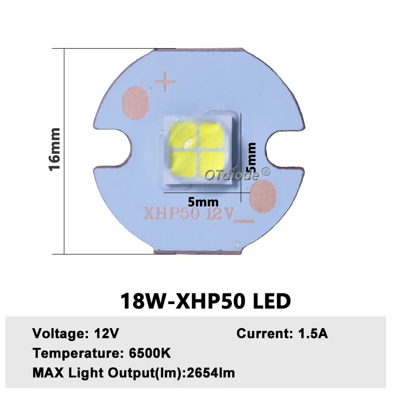 LED 18W XHP50 12V 6500K 2654lm